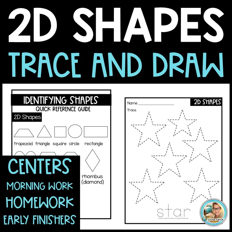 2D Shapes Worksheets - Trace and Draw Activities - Teaching Ideas Made Easy
