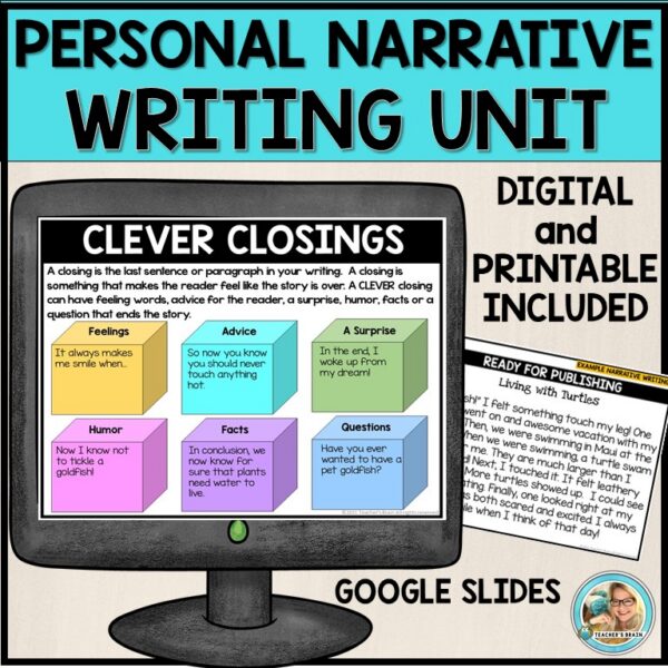 Personal Narrative Writing Unit for First Grade | Google Slides ...