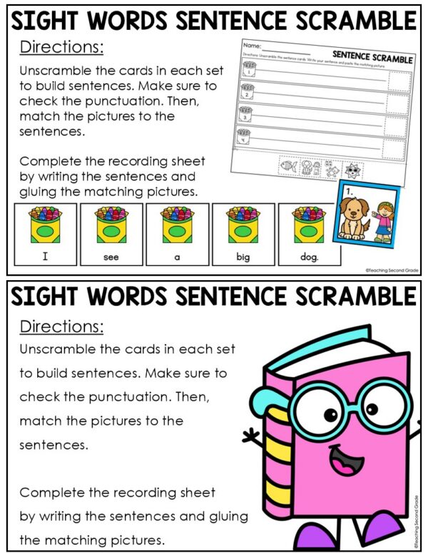 September Sight Word Sentence Scramble | Build & Write Sentences ...