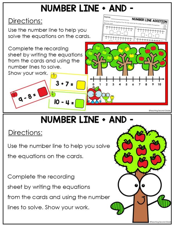 Number Line Addition and Subtraction Math Center | Fun Equation ...