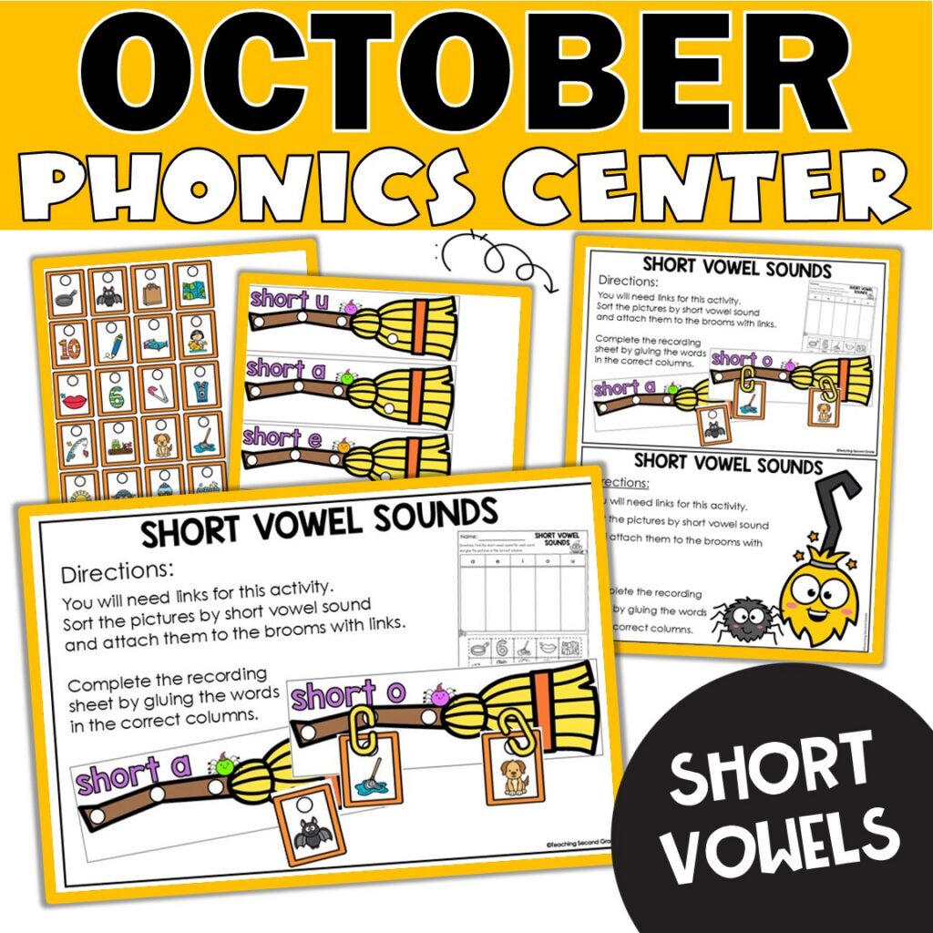Halloween Short Vowels Phonics Center | October Literacy Vowel Sorting ...