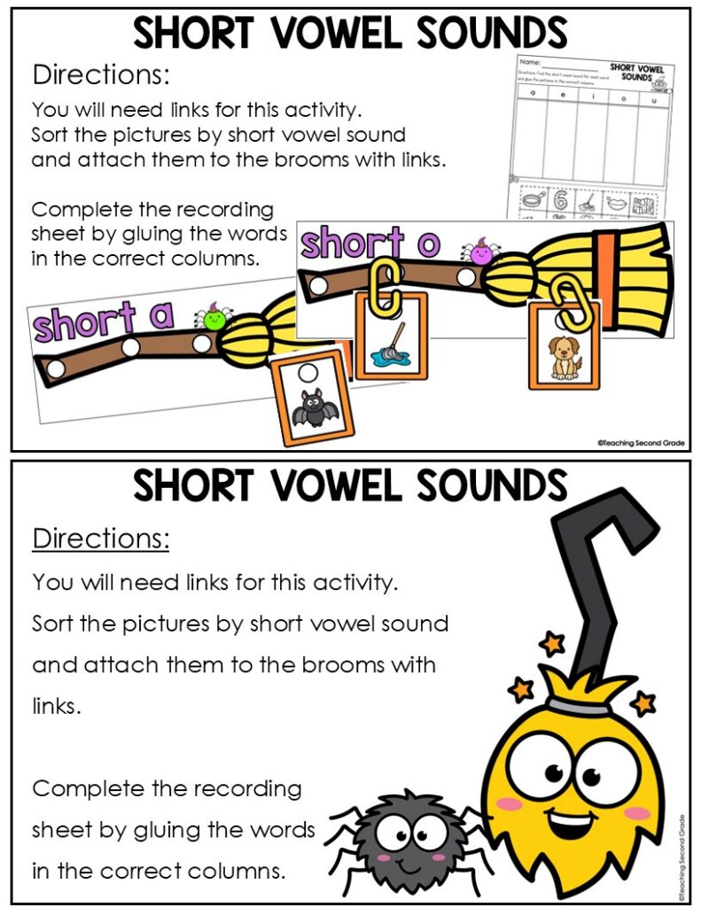 Halloween Short Vowels Phonics Center | October Literacy Vowel Sorting ...