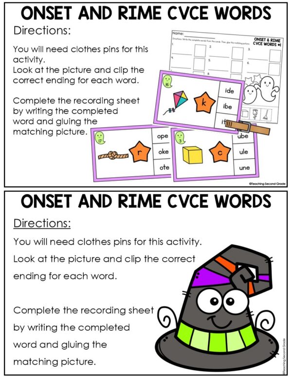 October Onset and Rime CVCe Words Phonics Center | Halloween Literacy ...