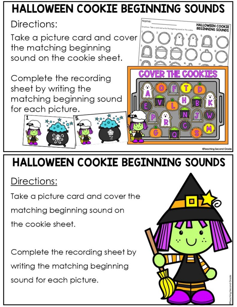 Halloween Beginning Sound Phonics Center October Literacy Activity 1st ...