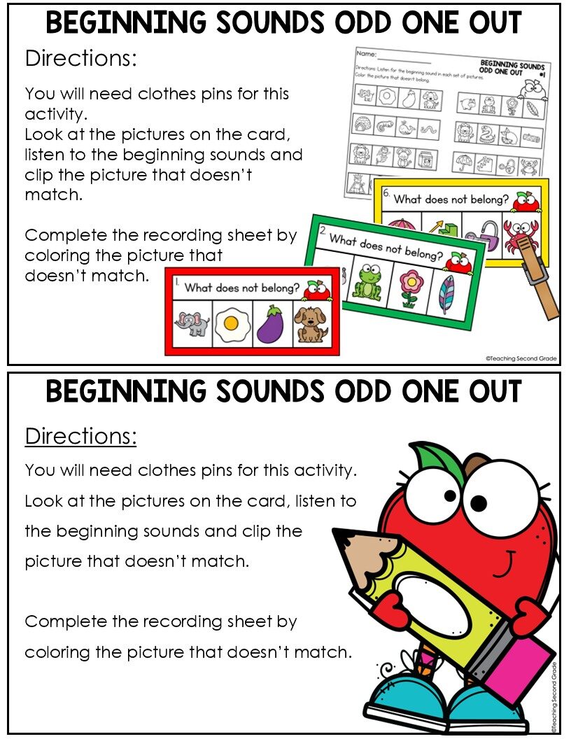September Beginning Sounds Clip Card Center | Phonics Activity ...