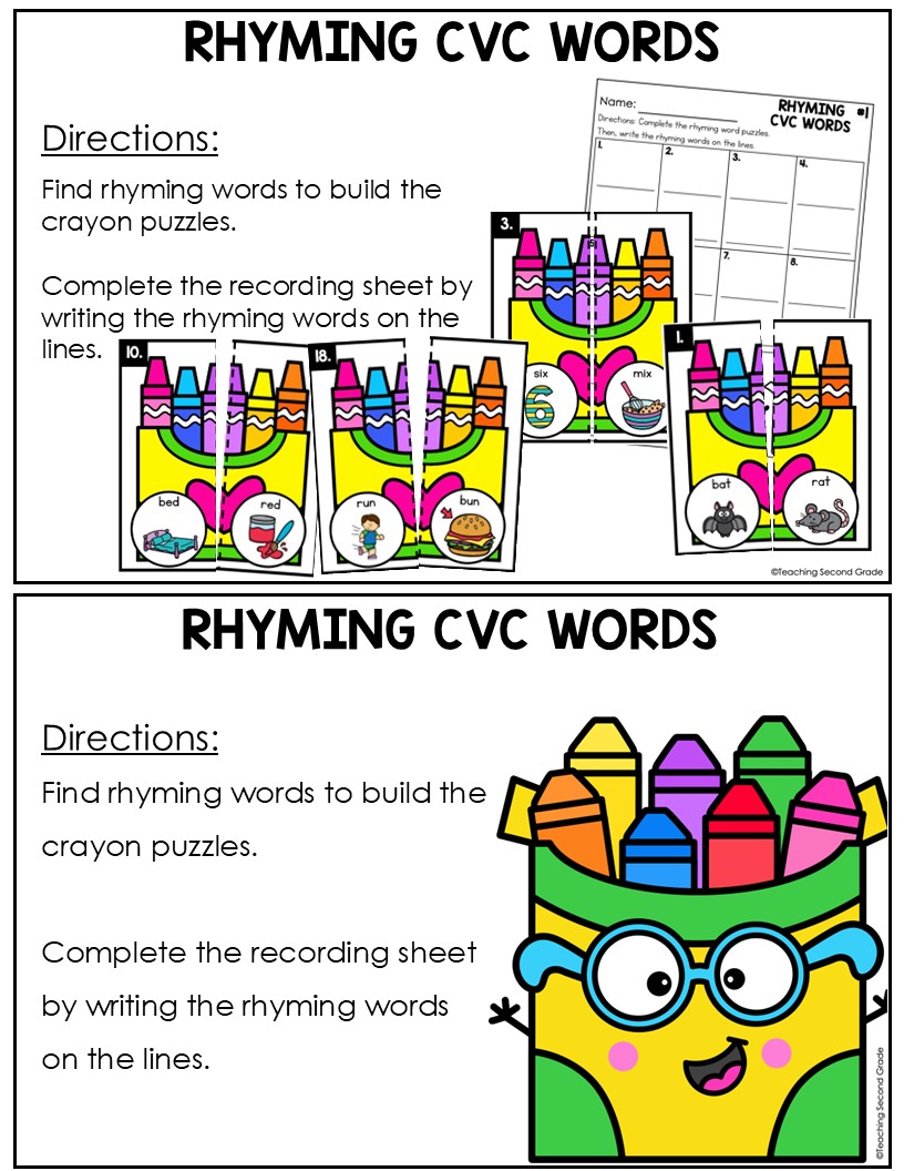 September Rhyming CVC Words Puzzles | Phonics Center - Teaching Ideas ...