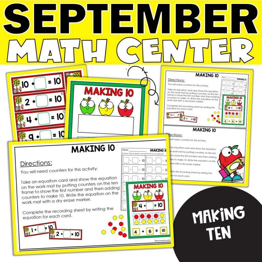 Make 10 Math Center | Ten Frame Addition Activity and Worksheets for ...