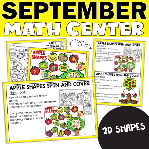 September 2D Shapes Math Center | Spinner Game for Geometry Practice ...