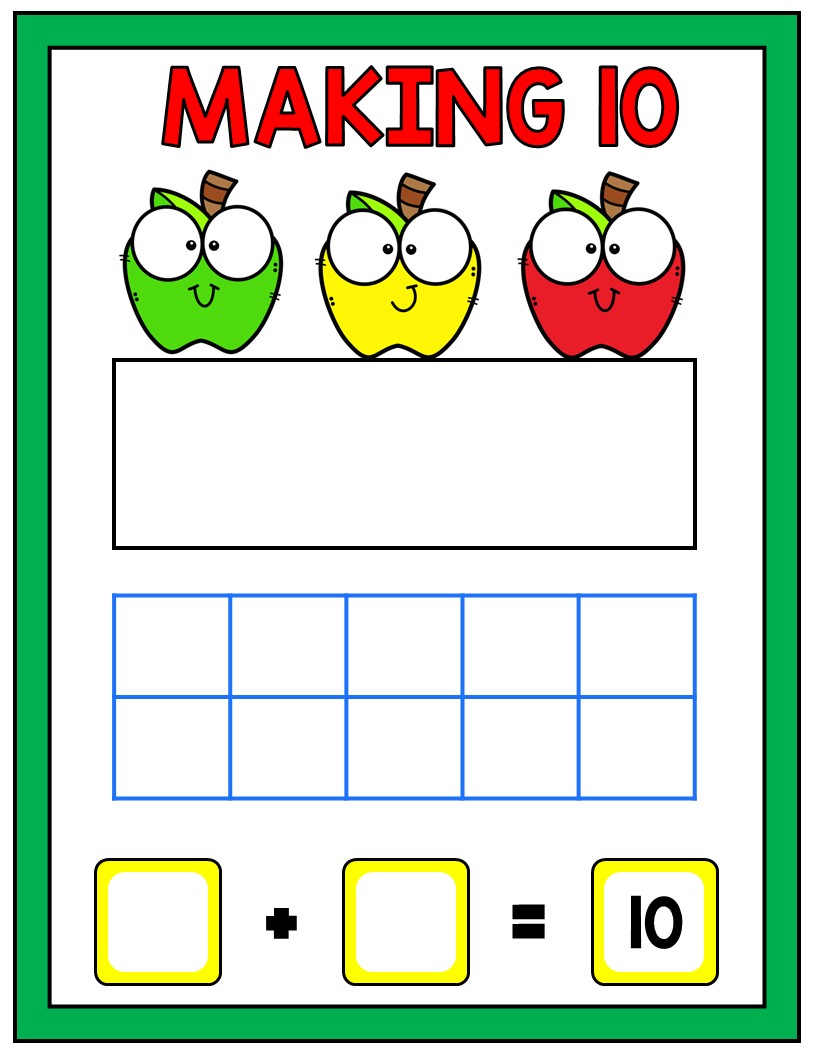 Make 10 Math Center | Ten Frame Addition Activity and Worksheets for ...