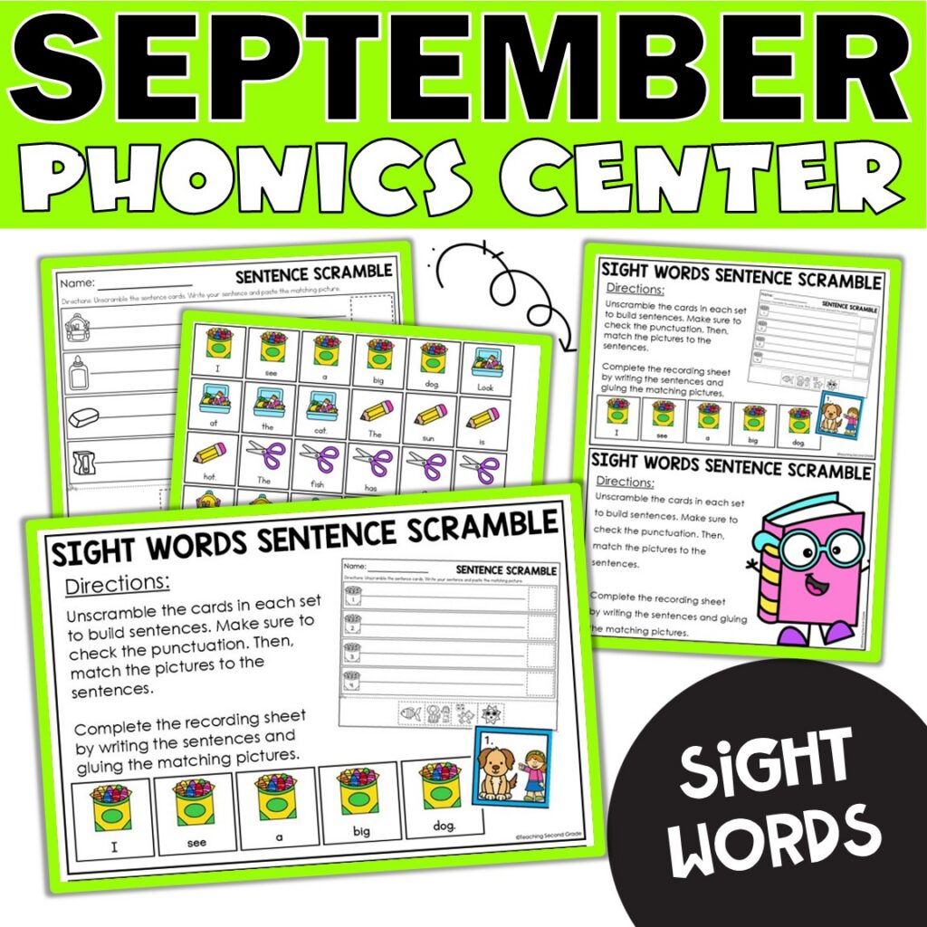 September Sight Word Sentence Scramble | Build & Write Sentences ...