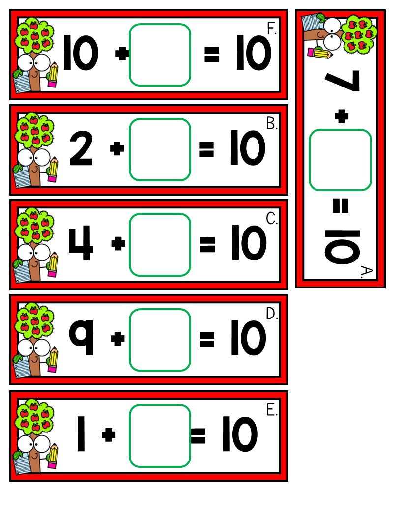 Make 10 Math Center | Ten Frame Addition Activity and Worksheets for ...