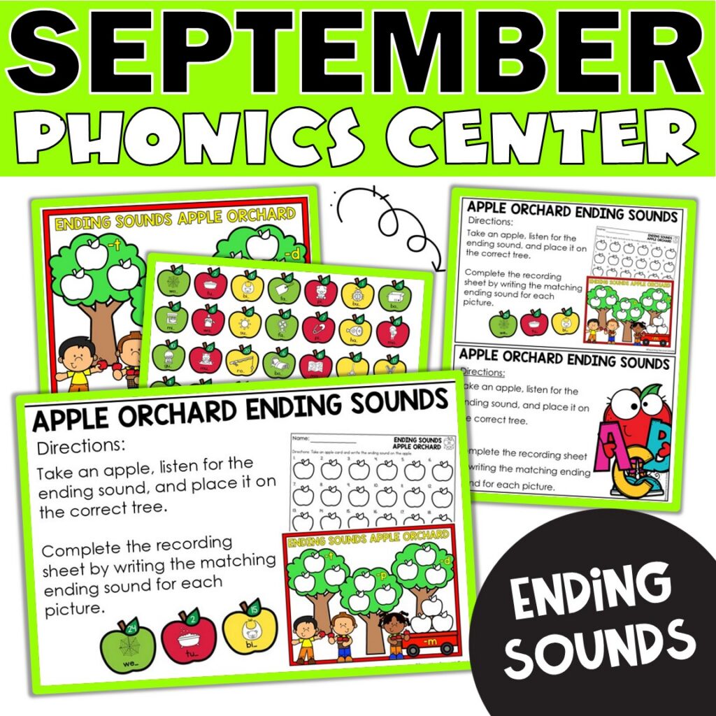 September Ending Sounds Phonics Center 1st 2nd Grade - Teaching Ideas ...