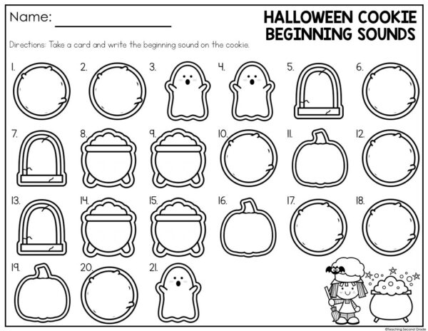 Halloween Beginning Sound Phonics Center October Literacy Activity 1st ...