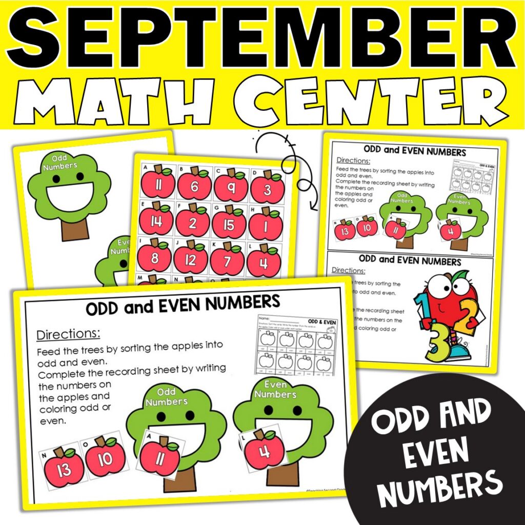 Apple Sorting Odd and Even Numbers Math Center Fun Fall Math Activity ...