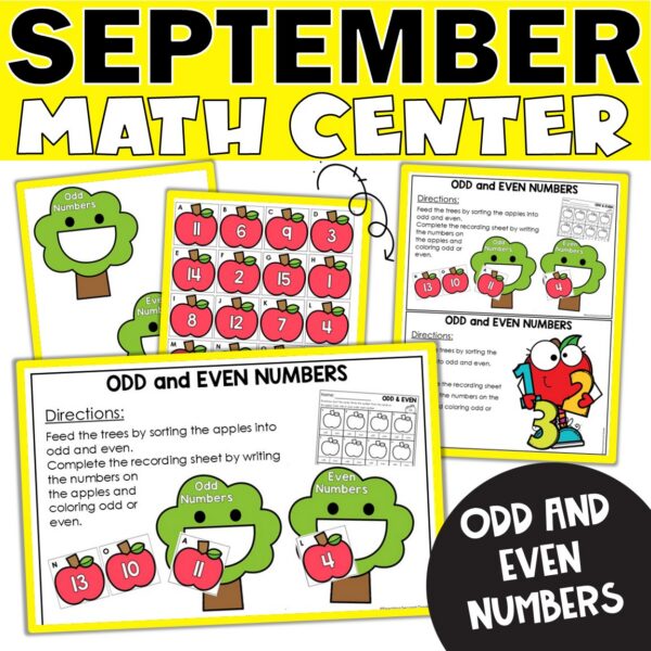 Apple Sorting Odd and Even Numbers Math Center Fun Fall Math Activity ...