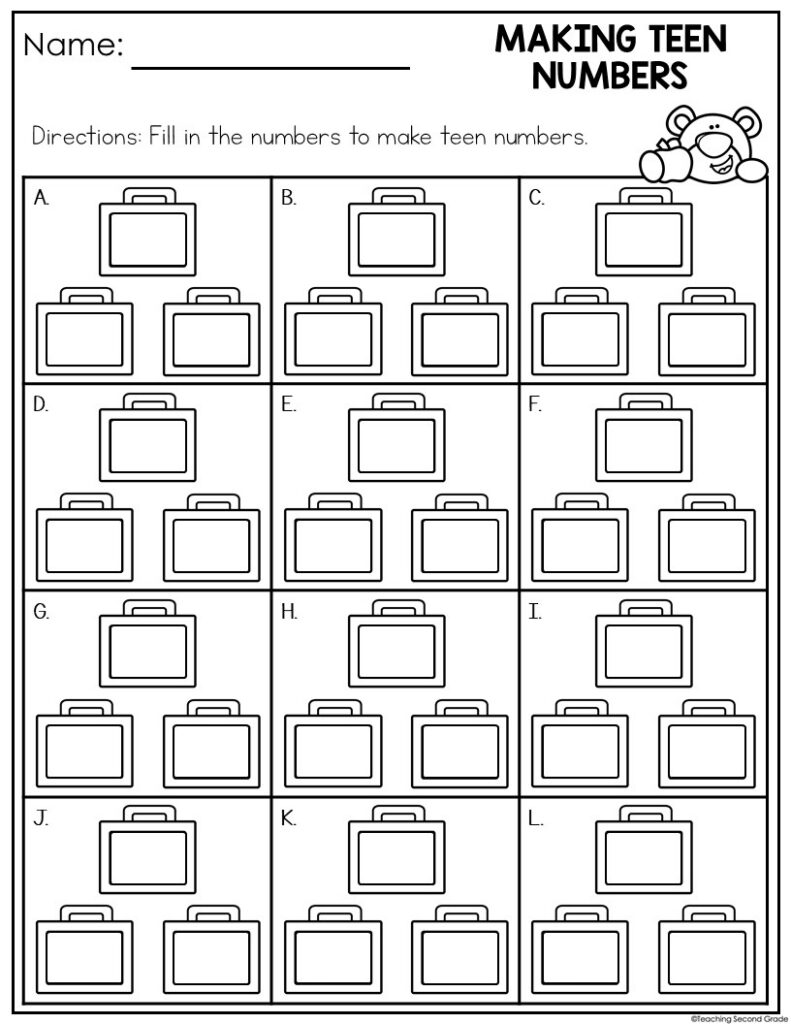 August Teen Numbers Math Center | 1st & 2nd Grade Place Value and ...