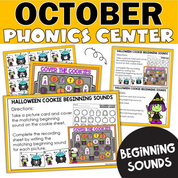 Halloween Beginning Sound Phonics Center October Literacy Activity 1st ...