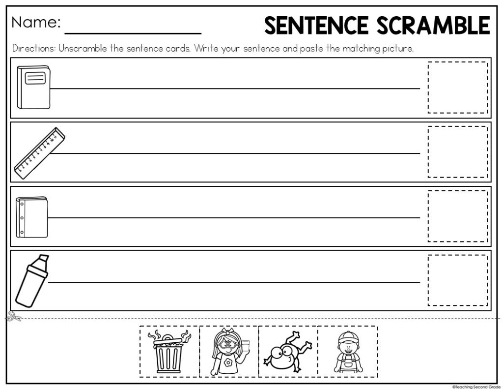 September Sight Word Sentence Scramble | Build & Write Sentences ...