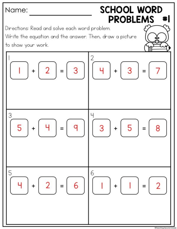 September Addition Word Problems Math Center | Fall Math Task Cards 1st ...
