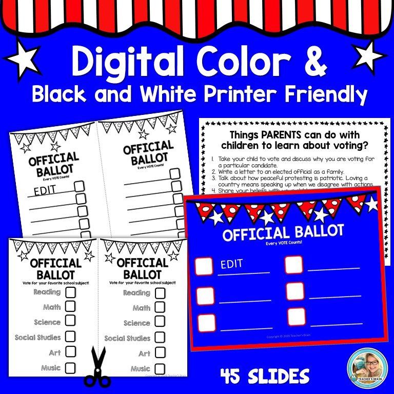 Presidential Election Activities | VOTING Ballot Process | Print or ...