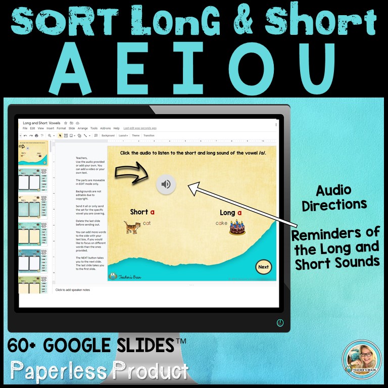 Sorting Long and Short Vowels | Google Slides - Teaching Ideas Made Easy