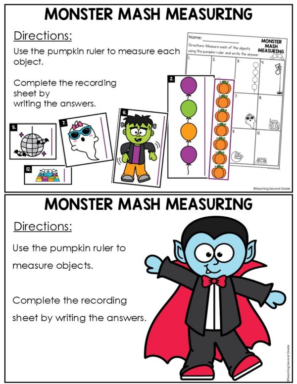 Halloween Measuring Math Center October Hands-On Measurement Activity ...