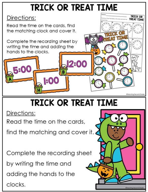 Halloween Telling Time to the Hour Math Center | Fun Clock Practice for ...