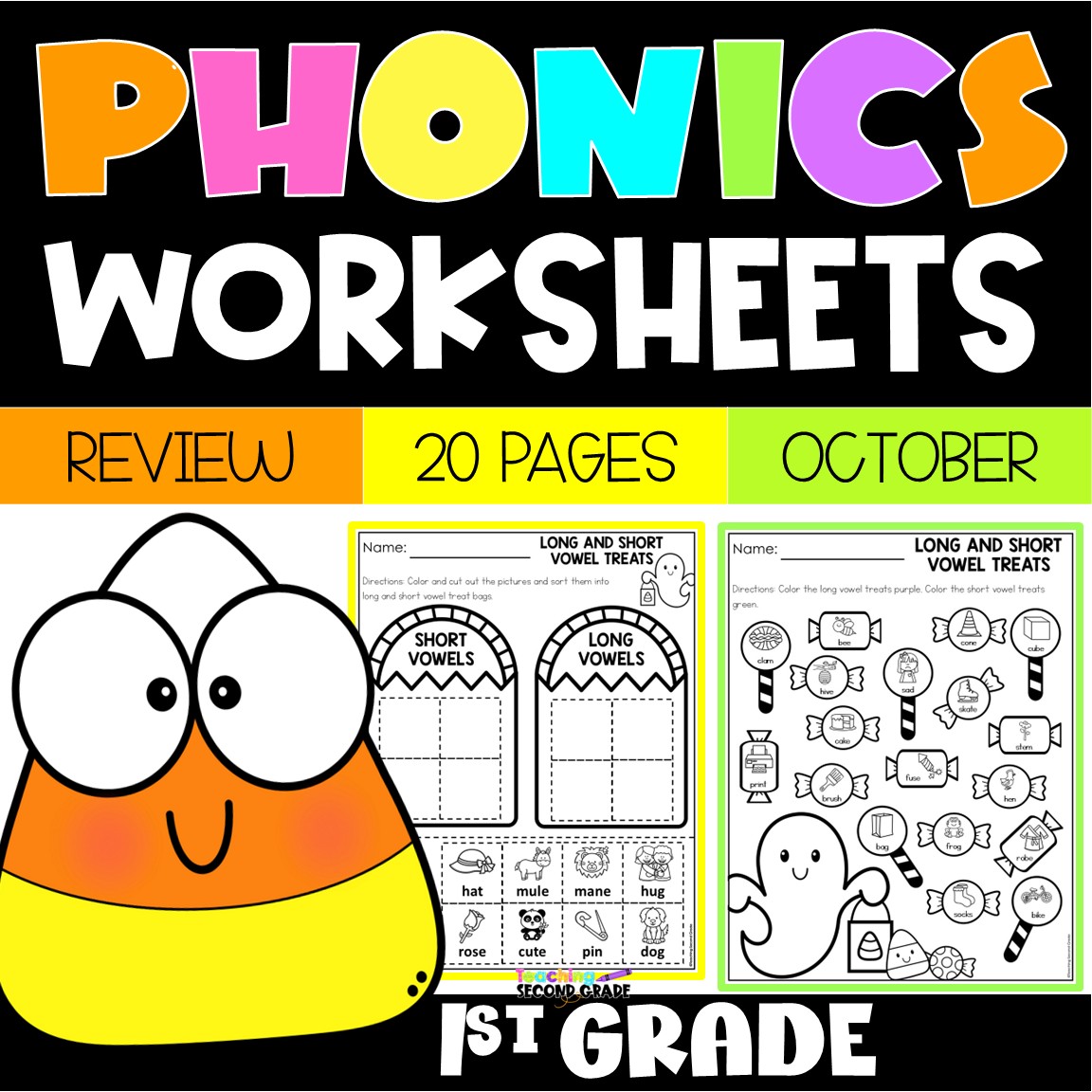 Halloween Phonics Worksheets | October Literacy Practice & Review Pages ...