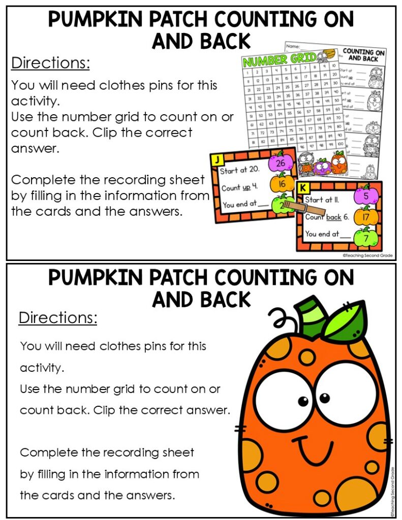 Halloween Hundreds Chart Math Center | October Count On and Back ...