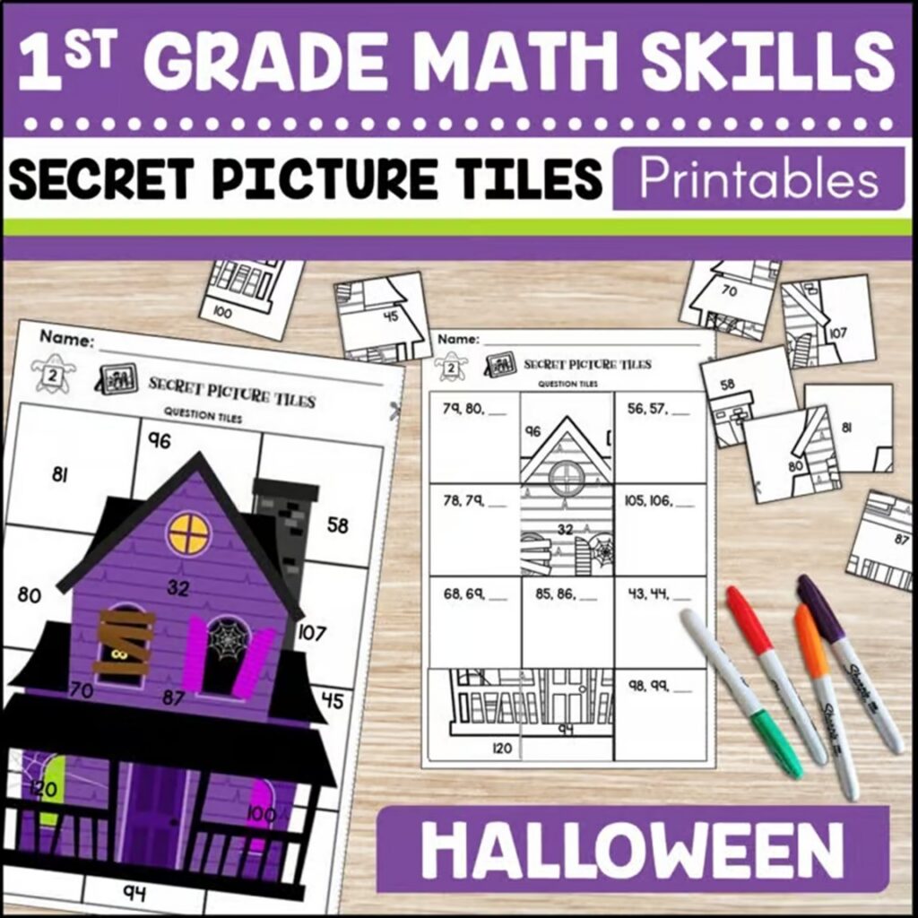 Halloween Math Picture Puzzles for 1st & 2nd Grade | Fun Mystery ...