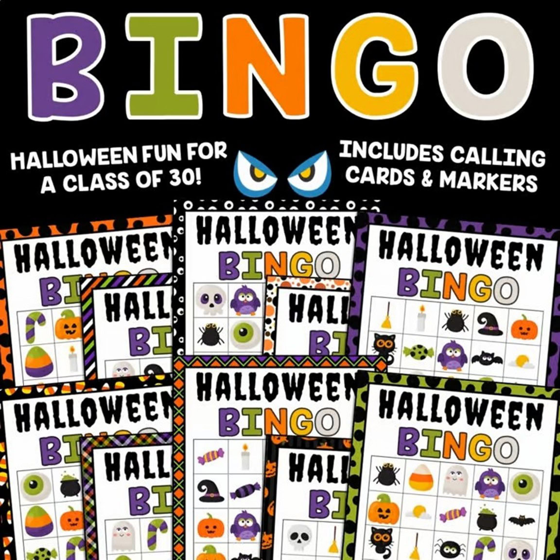 Halloween Bingo Classroom Game | October Vocabulary & Party Activity 30 ...