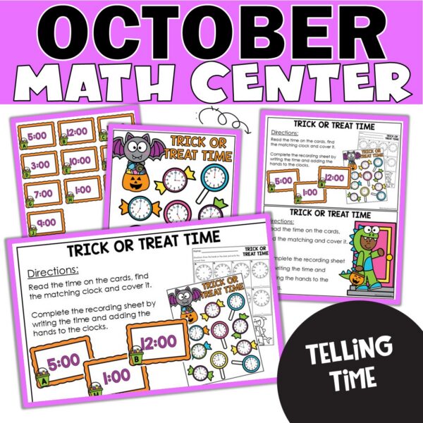 Halloween Telling Time to the Hour Math Center | Fun Clock Practice for ...