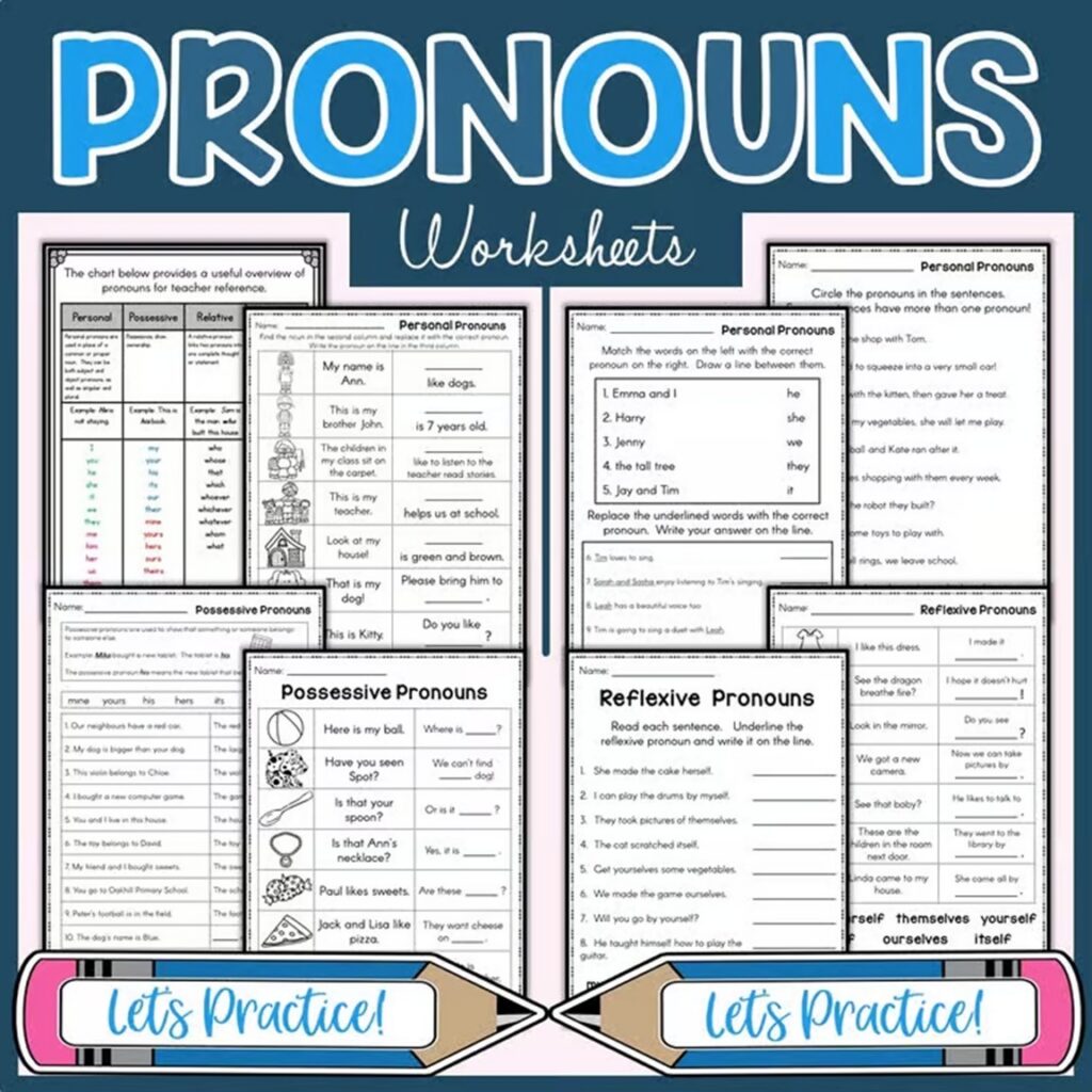 Pronouns Worksheets and Practice Pack for Grades 1-2 | Personal ...