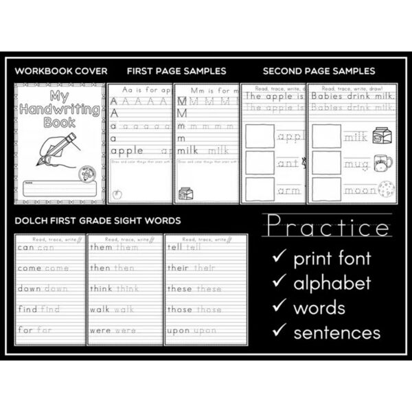Handwriting Practice Workbook Manuscript Print for Grades K-2 | Letters ...
