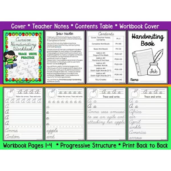 Cursive Handwriting Practice Workbook for Grades 2-3 | Alphabet, Words ...