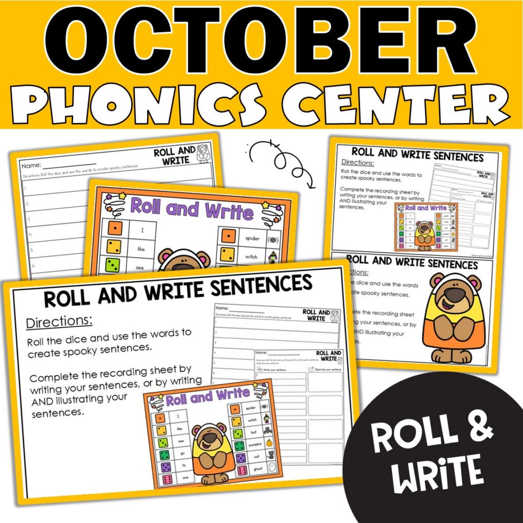 Halloween Roll & Write Sentences October Sentence-Building Literacy ...