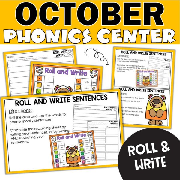 Halloween Roll & Write Sentences October Sentence-Building Literacy ...