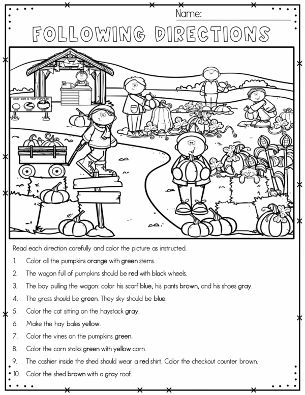 Halloween Following Directions Worksheets | Listening & Reading Skills ...