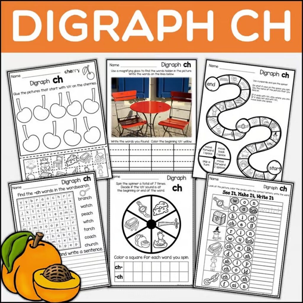 Consonant Digraph CH Worksheets and Activities | Phonics Word Work for ...