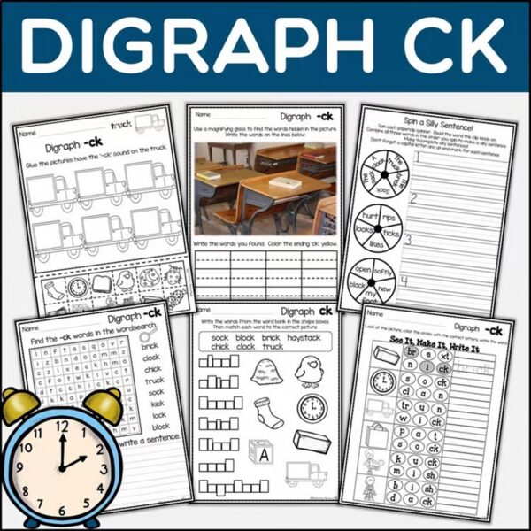 Consonant Digraph CK Worksheets Activities | Word Work Phonics Practice ...