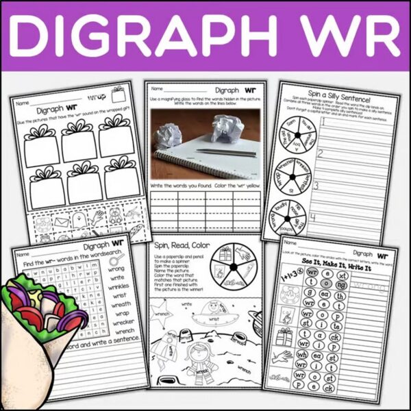 Consonant Digraph WR Worksheets Activities | Silent Letter Phonics ...