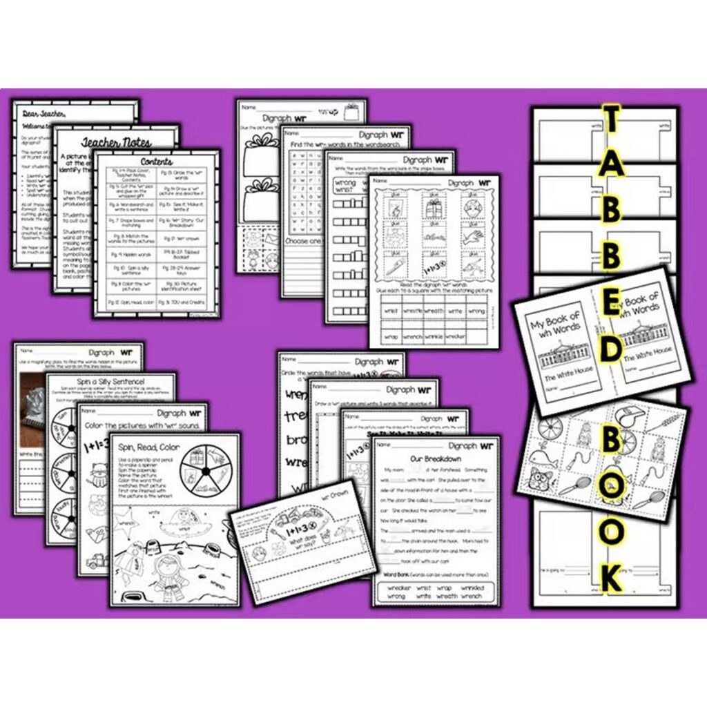Consonant Digraph WR Worksheets Activities | Silent Letter Phonics ...