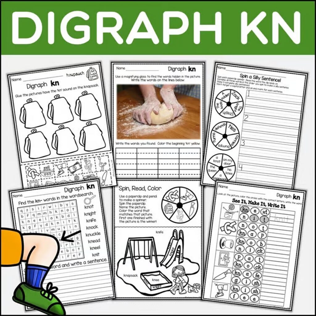 Consonant Digraph KN Worksheets & Activities | Silent K Phonics ...
