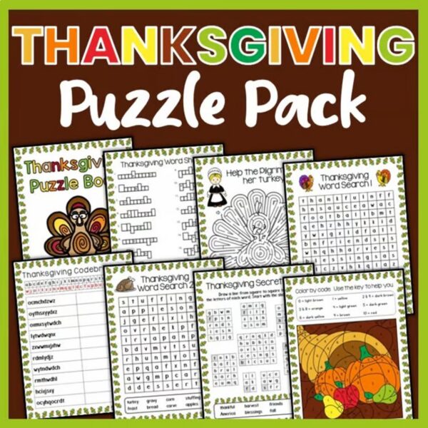 Thanksgiving Fun Packet Busy Work Activities Early Finishers | Puzzles ...