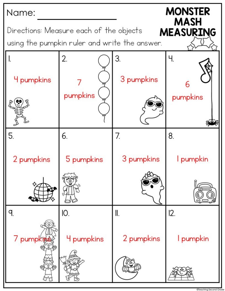 Halloween Measuring Math Center October Hands-On Measurement Activity ...
