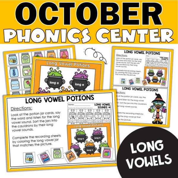 Halloween Long Vowels Phonics Center October Hands-On Sorting Activity ...