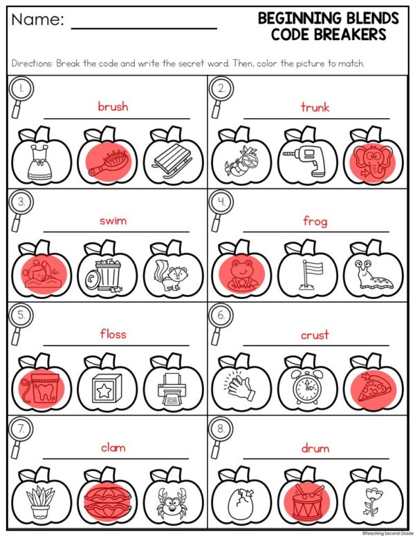 Halloween Beginning Blends Phonics Center | October Literacy Word Work ...