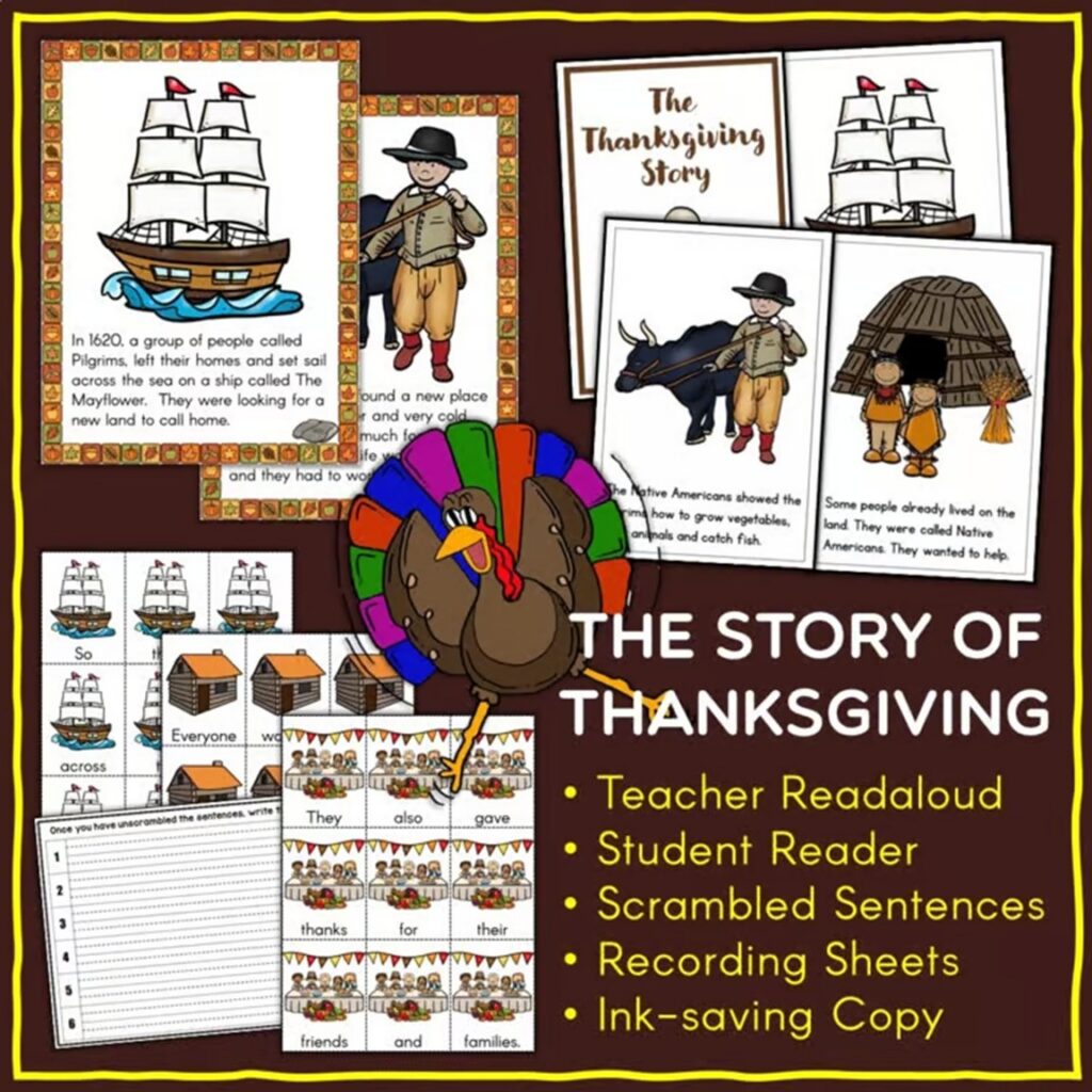 Thanksgiving Reading & Scrambled Sentences Center | Story Comprehension ...