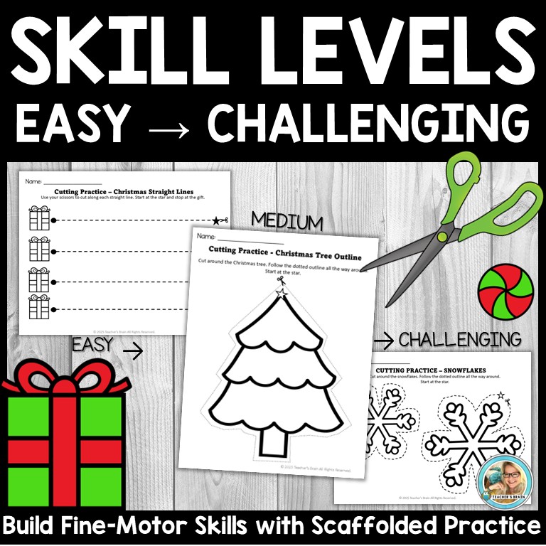 Christmas Scissor Skills for Winter - Teaching Ideas Made Easy