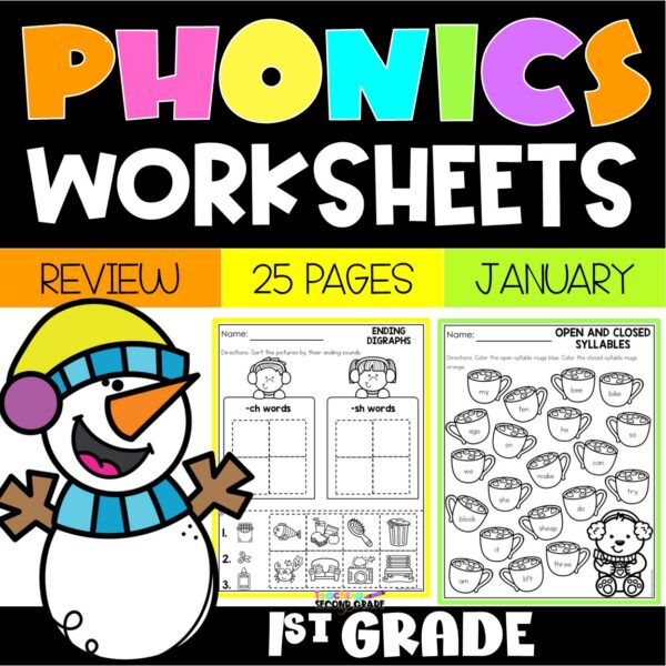 January Phonics Worksheets for 1st Grade - Teaching Ideas Made Easy
